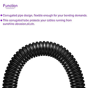 DMiotech 18.5mmx14.5mmx2m Plastic Non-Split Corrugated Tubing Indoor Outdoor Cord Management for Wrap Tidy Office Garden