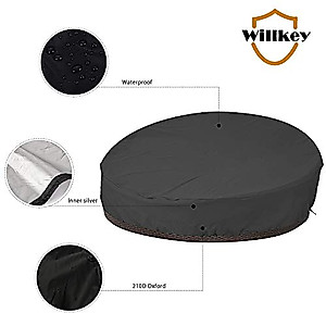 BullStar Patio Round Daybed Cover 90 Inch, Outdoor Garden Furniture Cover Heavy Duty Oxford Fabric Day Bed Sofa Cover Waterproof UV & Weather Resistant