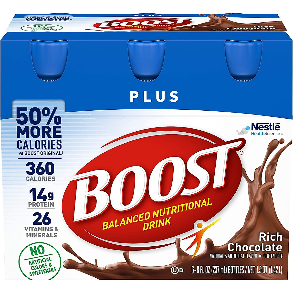 BOOST Plus Rich Chocolate Nutritional Drink, 8 Fl Oz, 6 Pack