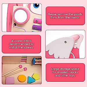 NUKied Wooden Baby Walker Baby Push Walker with Multiple Entertainment Activity Center, Sit-to-Stand Learning Baby Walkers for 9M+ Boys Girls Infants