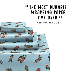 CENTRAL 23 6 Wrapping Paper Sheets - Birthday Otters - Blue Gift Wrap for Men Women - Friends Wrapping Paper - Valentines Day Wrapping Paper For Him Her - Comes with Stickers