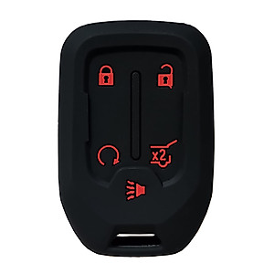 2 Pcs Smart Key Fob Cover Case Protector Fit for GMC Acadia Terrain Yukon Chevrolet Suburban Tahoe Keyless Entry Remote Fob Skin Jacket Holder Key Protection Case (Black with red)