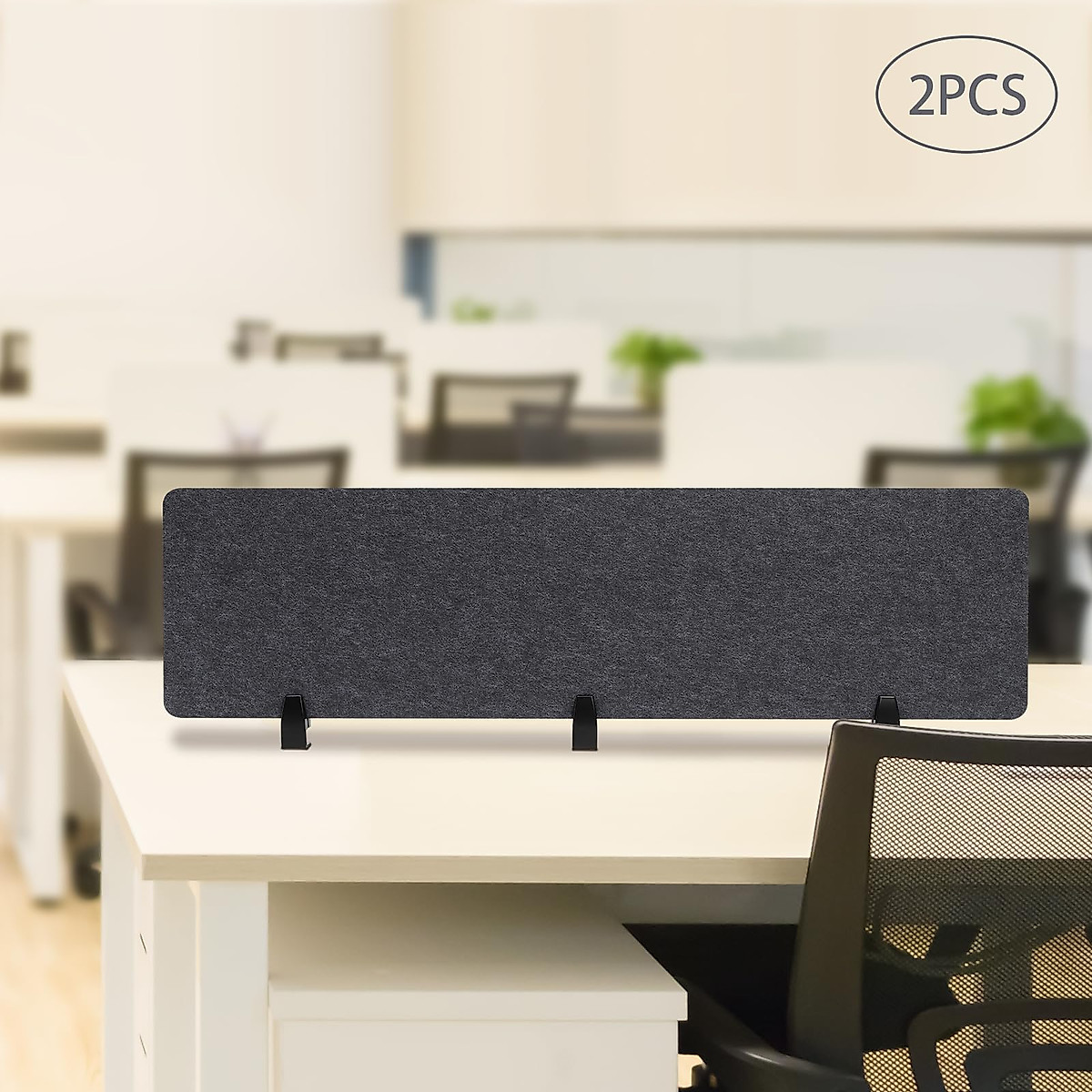 BANLICALI 2 Pcs Desk Divider, Modern Stand Up Desk Divider Privacy Panel, Desktop Clamp-On Privacy Board Clamps for Desk Partition, for Classrooms, Libraries, Business 60x16 Inch (Anthracite Gray)
