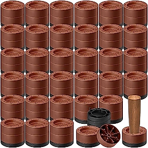 Lallisa Set of 48 Round Bed Risers Heavy Duty Couch Risers 1.85 Inch Bed Lifts Risers Adjustable Desk Risers for Desk Legs Bed Frame Table Sofa Chair Mattress Couch Dorm (Black, Brown)