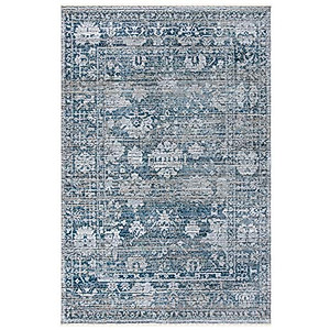 SAFAVIEH Victoria Collection 8' x 10' Blue/Ivory VIC907M Vintage Traditional Distressed Area Rug