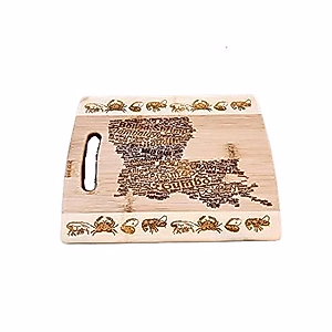 Engraved Louisiana State seafood decorative Bamboo chopping board