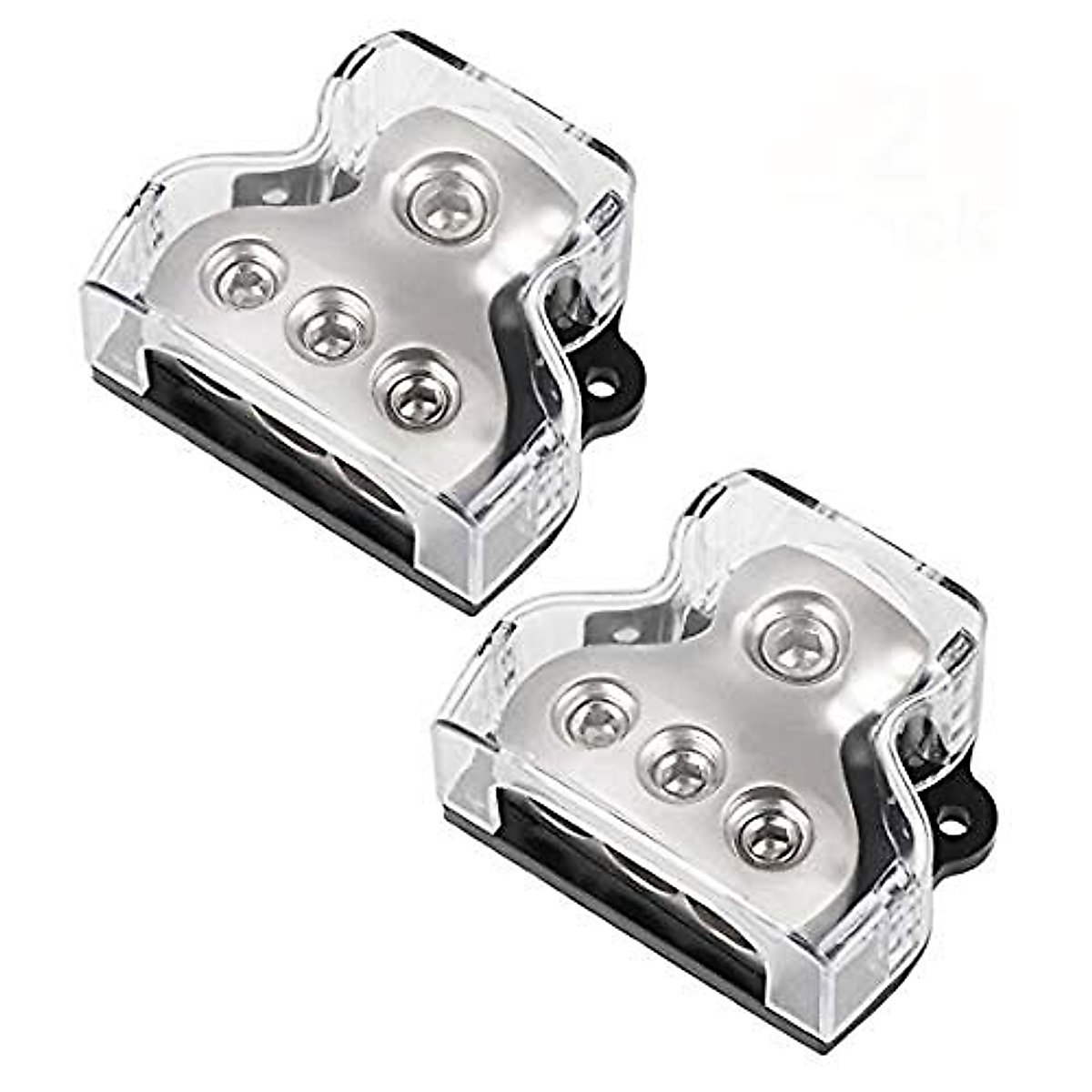 VonSom 3 Way Power Distribution Block, 1x 0 Gauge in / 3X 4 Gauge Out Amp Power Distribution Ground Distributor Connecting Block for Car Amplifier Audio Splitter 2 Pack