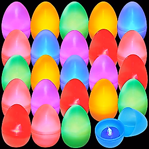 Shindel 24PCS Glow Easter Eggs, Light Up Easter Eggs Party Favors for Kids Glow in The Dark Eggs Easter Basket Stuff