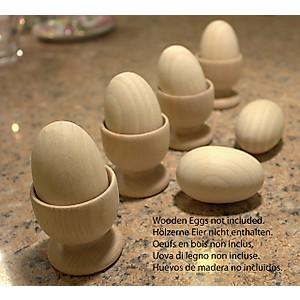 efo Wooden Egg Cups - Boiled Egg Holder - Easter Decor - Arts and Crafts DIY Unfinished Wood - Easter Gift - Egg Cup Set of 4