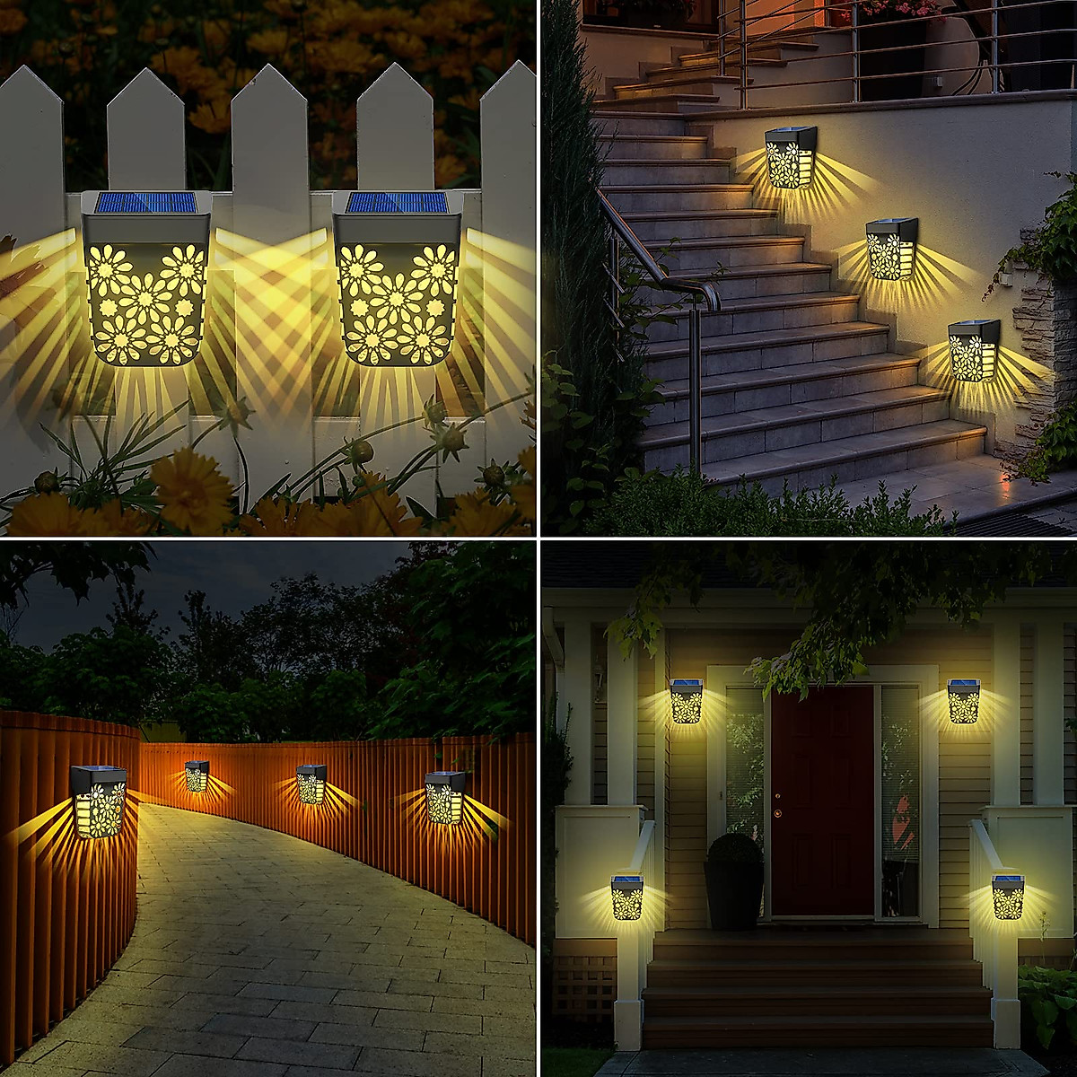 KagoLing Solar Fence Lights, Solar Deck Lights Outdoor Waterproof Step Lighting LED Garden Decorative for Patio, Front Door, Stair, Landscape, Yard and Driveway Path, 2 Pack