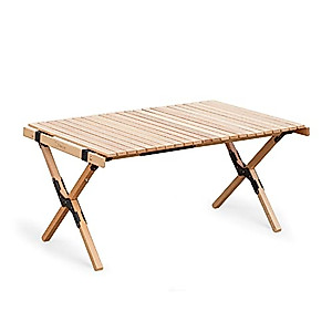 S'more Folding Picnic Table, Portable Camping Table with Carry Bag, Wood Outdoor Table for Picnic, Camping, Travel, Party, Beach, Garden, Patio, gailgating, BBQ,Easy to Assembly (M Size-90cm)