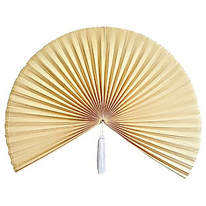 ChicnChill Oriental Wall Fan, Giant Bamboo Fan with Tassel, Oriental Woven Wall Hanging ,Decorative Fan Above Bed, Rustic Wall Pediment for Home Decor (Extra Large 47''x23.5'')