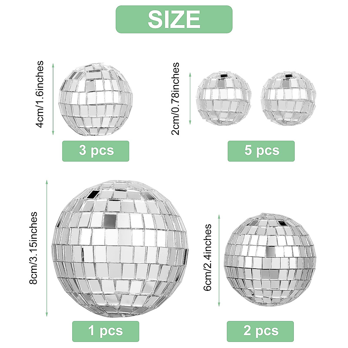 11 Pcs Disco Balls Cake Toppers Birthday Party Decorations Small Disco Ball Table Centerpiece Decor for 70s Themed Dance Party Supplies (Silver)