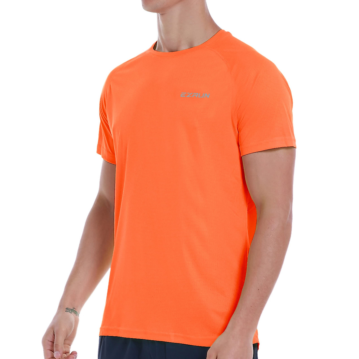 Men's Dry Fit Moisture Wicking Athletic T-Shirt Short Sleeve Workout Running Shirts for Men (Orange,5XL)