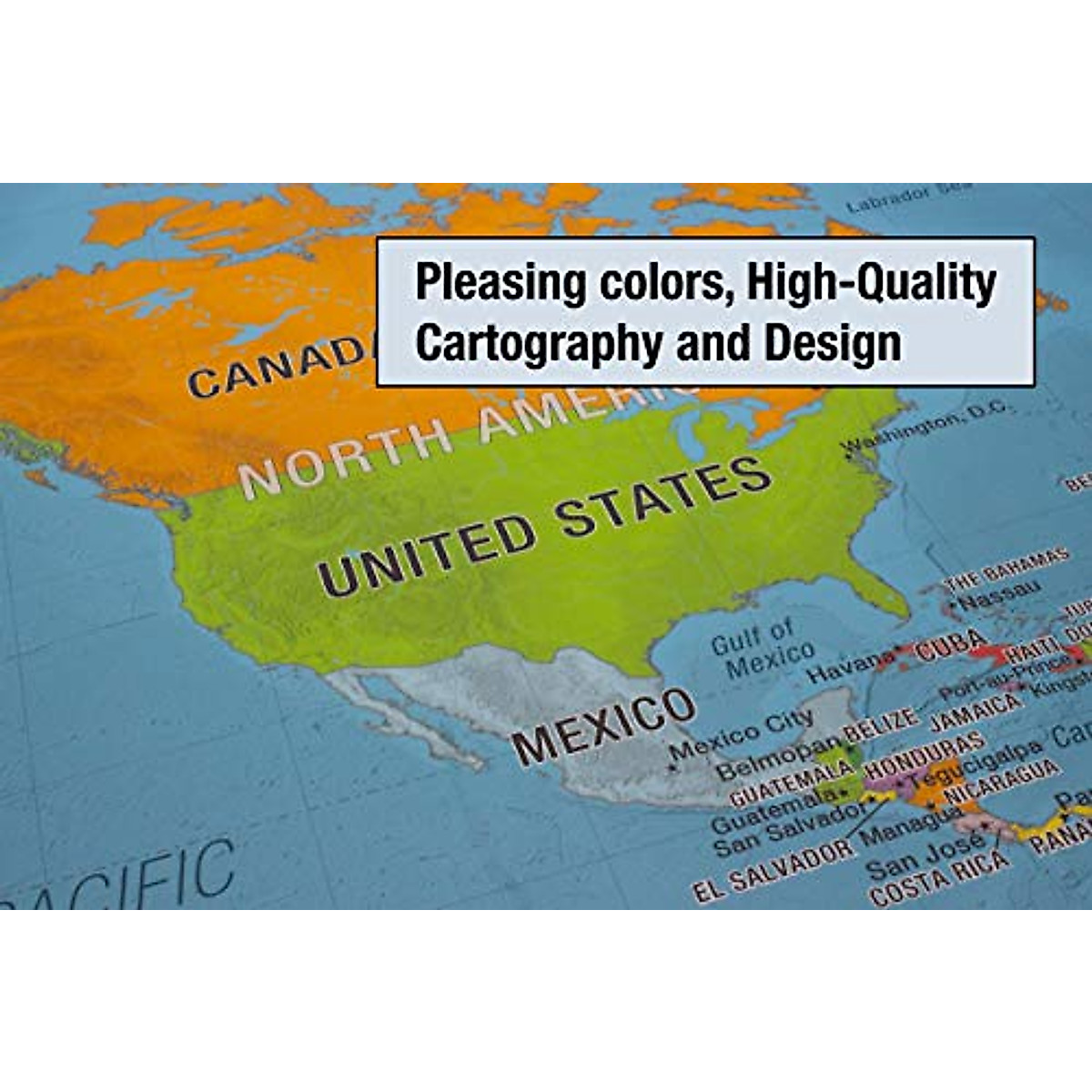 Laminated World Scholar Map Poster | Educational Elementary School Version | Easy-to-Read Large Labels | 36” x 24” | Shipped in a Tube, Not Folded | Great for The Home or Classroom