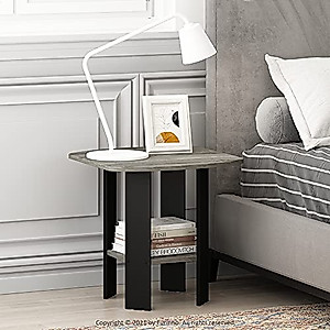 FURINNO Simple Design End Table, 2-Pack, French Oak Grey/Black