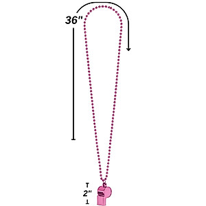 Pink Whistle On Chain Necklace (36") 1 Count - Premium Quality Plastic, Lightweight & Durable - Eye-Catching Design & Multipurpose Accessory - Perfect For Sports, Safety & Fashion