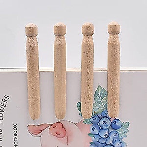 UUYYEO 12 Pcs Round Clothespins Wooden Doll Peg Pins Unfinished Blank DIY Decoration