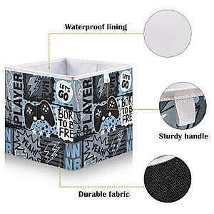 QUGRL Urban Game Joystick Storage Bins Organizer Video Games Foldable Clothes Storage Basket Box for Shelves Closet Cabinet Office Dorm Bedroom 15.75 x 10.63 x 6.96 in