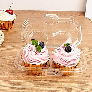 30 Pack Plastic Cupcake Boxes, 2 Compartment Clear Cupcake Containers,Stack-able Disposable Cake Cupcake Carry Boxes for Cupcakes, Muffins