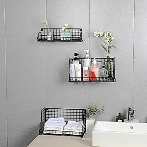 X-cosrack Stackable Wire Basket 3 Tier Countertop& Wall Mounted Metal Storage Basket for Kitchen Pantry Cabinet, Muti-functional Open Front Bin Organizer for Food Fruit Snack, Black