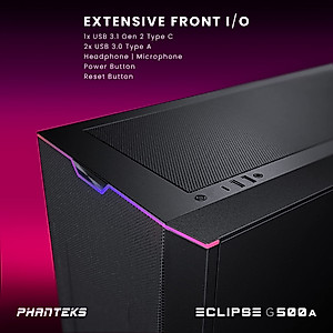 Phanteks Eclipse G500A Mid Tower Case, Fanless, DRGB, Black