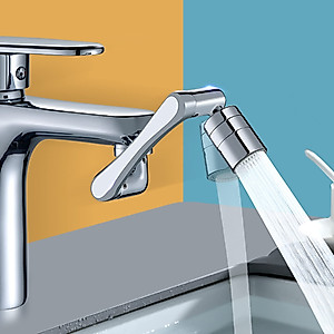 Faucet Extender,1440°Rotating Splash Proof Filter Extender Faucet Aerator, 2 Water Outlet Modes Swivel Robotic Arm Adapter For Bathroom Kitchen-Gold double water outlet