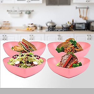 XUEJUN Bamboo Fiber Big Heart-shaped Bowls pink Deep Heart Plates Salad Bowl/Fruit Bowl for Desserts/Pasta/Dinner, 9.7inch