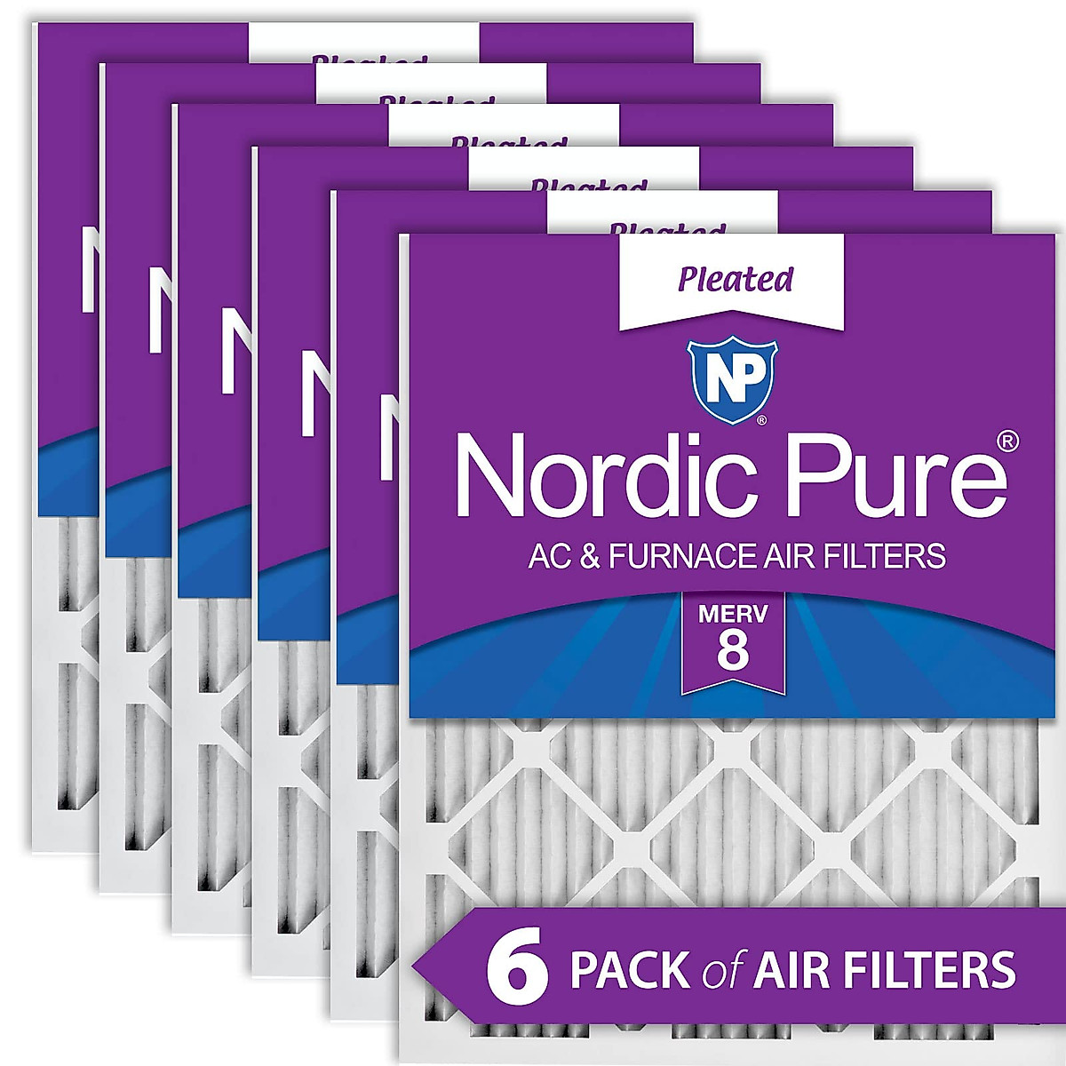 Nordic Pure 12x18x1 (11 1/2 x 17 1/2 x 3/4) Pleated MERV 8 Air Filters 6 Pack