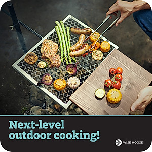 WISE MOOSE Campfire Grill Grate Over Fire Pit - Fire Pit Grill Grate Over Fire Pit, Campfire Cooking Grate, Campfire Grill Adjustable, Firepit Grill Rack Tripod, Campfire Grate Over Fire Pit Camp Fire