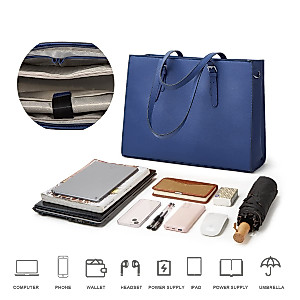 Laptop Bag for Women 15.6 inch Laptop Tote Bag Leather Classy Computer Briefcase Work Waterproof Handbag Professional Shoulder Bag Womens Business Office Large Capacity Bag Purse 2pcs