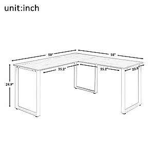 Modern L Shaped Desk Computer Corner Desk, Home Office Study Writing Workstation, Gaming Desk, Classic PC Laptop Desk Wood & Steel Gaming Table (Black)