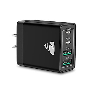 USB Wall Charger, 40W 4-Port Fast USB C Charger Block PD Power Adapter + QC USB A Wall Plug Multiport Type C Fast Charging Block Cube for iPhone 14 13 12 11 Pro Max XS XR X 8 7 SE Plus, iPad, Samsung