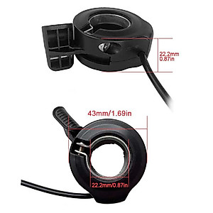 SCHUCK Ebike 130X 3 Pin SM Connector 22.2 mm Handlebar Tube Black Thumb Throttle 12V-72V Common to Left and Right Handlebar Control Speed for Electric Bicycle Accessories/Parts