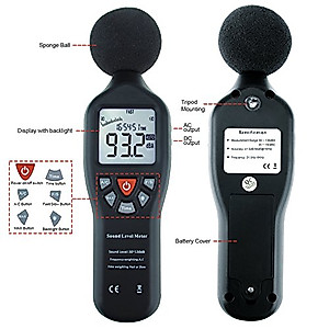 Decibel Meter Digital Sound Level Meter Professional Noise Meter High Accuracy 30dB to130dB Measuring Range with Backlight Display for Classroom, Office, Home, etc.