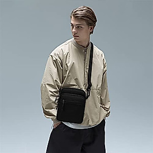 Lohol Small Messenger Bag for Men Women, Water Resistant Adjustable Multi-pocket Purse for Travel Sports (Black)