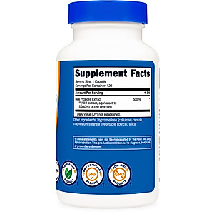 Nutricost Bee Propolis 10:1 Extract 5,000mg Equivalent, 120 Capsules - Gluten Free, Non-GMO, Vegetarian Dietary Supplement, from 500mg of 10:1 Extract