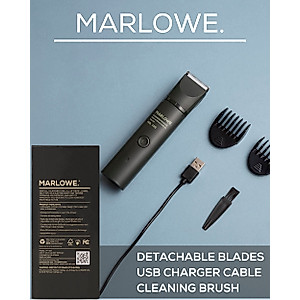 MARLOWE. No. 145 Body Hair Trimmer for Men, Forest Black, Lightweight Waterproof Personal Groomer, Ceramic Blades, Adjustable Comb Lengths & Rechargeable Battery for Head to Toe Male Grooming