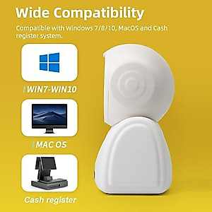 HXBER Barcode Scanner, 1D 2D QR Desktop Wired Barcode Scanner High-Speed Platform Hands-Free Automatic Sense Reader USB Port Plug&Play Compatible with Window Android System Image CMOS Sensor Suitable