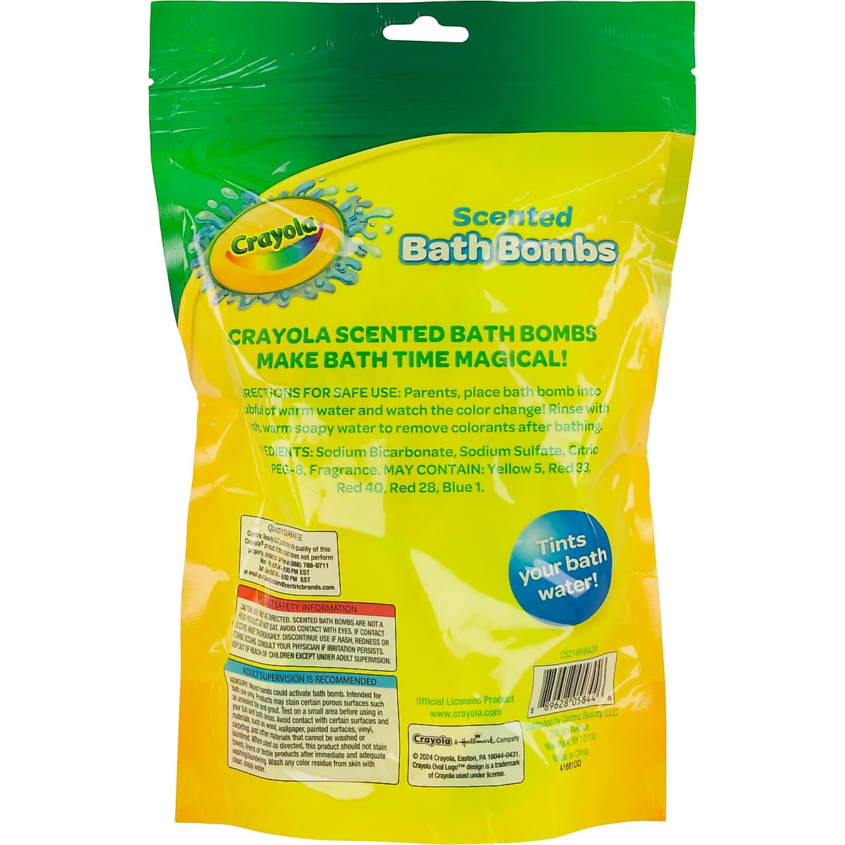 Crayola Colorful Scented Bath Bombs for Kids, Color You Bath Non-Toxic Bathbomb Fizzies for Boys Girls Holiday Stocking Stuffer, Grape Jam, Laser Lemon, Cotton Candy, & Bubble Gum Scents