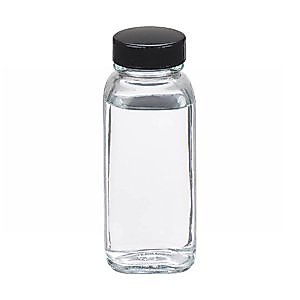 Wheaton W216892 French Square Bottle, Clear Glass, Capacity 4oz With 33-400 Black Phenolic Poly-Seal Lined Screw Cap, Diameter 45mm x 111mm (Case Of 24)