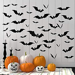 Beeager 5 Pack Halloween Spider Decorations Sets -Halloween Fireplace Mantel Scarf & Round Table Cover & Lace Table Runner & Cobweb Lampshade & 60 pcs Scary 3D Bat for Halloween Party Decors (1) (1)