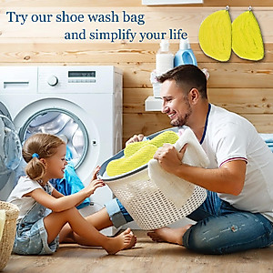 2 Pack Shoe Washing Machine Bag, Shoe Laundry Bag for Washer and Dryer, Shoe Cleaning Bag for Washing Machine, Reusable Sneaker Tennis Shoe Cleaner (Yellow-2pack)
