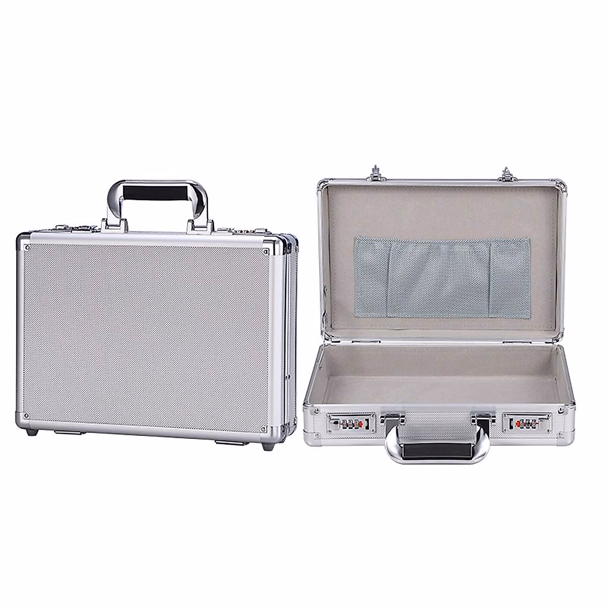Fireproof Waterproof Box with Key Lock,File Storage Chest Personal Mobile Tote Box，for Portable Travel，Office (Color : Silver)