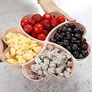 ZOOFOX Set of 6 Appetizer Serving Platter, Unbreakable Chip & Dip Serving Divided Plates, 4-Compartment Heart-Shaped Serving Dish Tray for Nuts, Candy, Dried Fruit, Salads, Snack