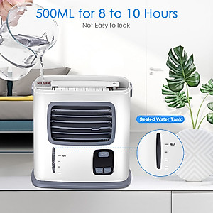 3 in 1 Personal Air Conditioner Fan for Office - Mini Portable AC Evaporative Air Cooler Fan w/Auto Timer, Adjustable Wind Direction, 18 Oz Large Water Tank, Low Noise, Ideal for Small Room Indoor