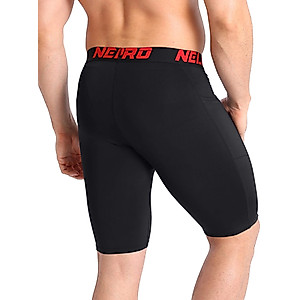 NELEUS Men's Compression Shorts with Pockets 3 Pack,6064,Black/Black/Black,US L,EU XL