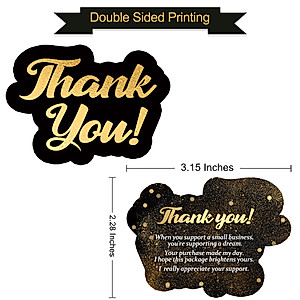 200PCS Unique Thank You Cards Small Business, Black Gold Thank You Cards for Small Business, Double-sided Printing Package Insert Notes for Small Business Owners Stores Online Retailers