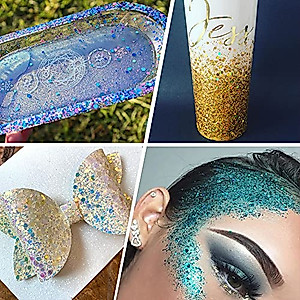100g Holographic Glitter, Cosmetic Mixed Hexagon Chunky & Fine Craft Glitter Resin Sequins for Epoxy, Resin Art, Body, Hair, Face, Nail, Slime, Tumblers (Silver)