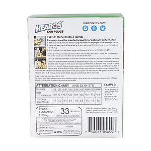 HEAROS Xtreme Foam Earplugs, 33dB NRR Ear Plugs, 100 Pairs, Foam Ear Plugs Noise Reduction & Hearing Protection